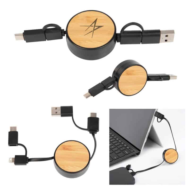 Bamboo Retractable 3-In-1 Charging Cable - Lockheed Martin Company Store